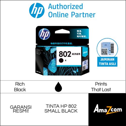 Jual Tinta HP 802 Small Black / Hitam Ink Cartridge for Printer 1010 ...