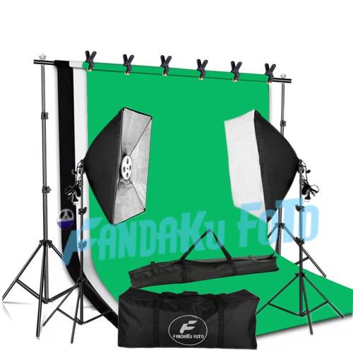 Jual Paket Perlengkapan lighting photo studio dgn green screen backdrop ...