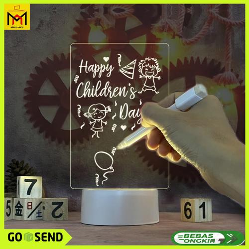 Promo Papan Display Kalender LED Light Memo Acrylic Note Board With Pen ...