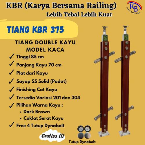 Jual Tiang railing tangga KBR 375 / Tiang Double Plat Kayu Model Kaca ...