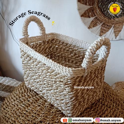 Jual keranjang anyaman seagrass/Keranjang pandan laut/storage seagrass ...
