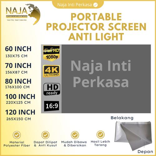 Jual Kain Layar Proyektor Anti Light Screen 120-100-80-70-60 Inch 16:9 ...
