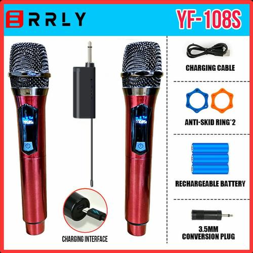 Jual Microphone Wireless ERRLY YF-108F UHF Double Mic Digital LED ...