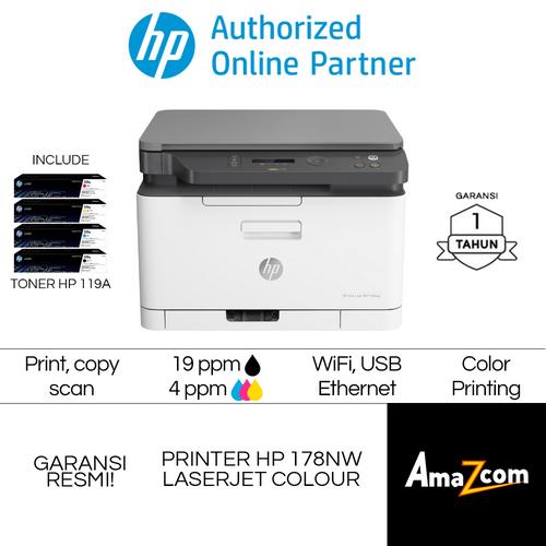 Promo Printer HP Laserjet MFP 178NW Wireless Wifi Lan Laser Color MFP ...