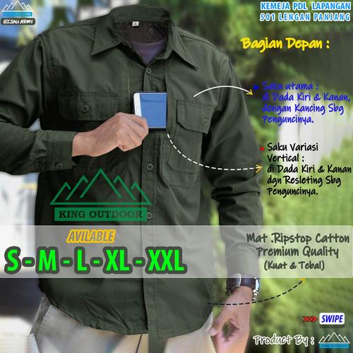 Jual Kemeja PDL 501 Premium model double saku HIJAU ARMY Seragam Organisasi - HIJAU ARMY, S ...