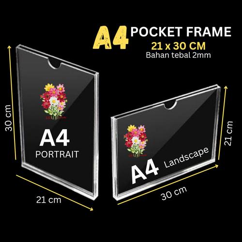 Jual AKRILIK/ACRYLIC POCKET FRAME A4/ AKRILIK THICKER 2mm - LANDSCAPE ...
