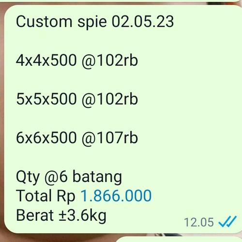 Jual 30 batang besi spie coating kuning panjang 500 mm (custom ...