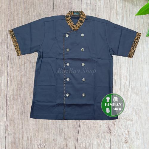 Jual KEMEJA SERAGAM KOKI BIRU NAVY LIST BATIK BAHAN DRILL - Navy, S ...