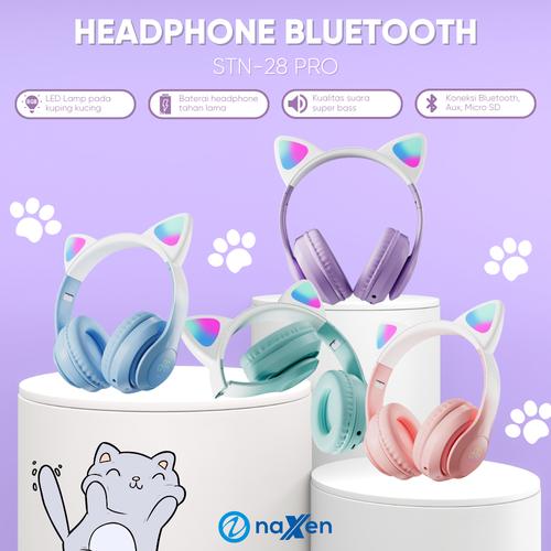 Promo Headset Bluetooth Telinga Kucing LED Naxen STN-28 Pro Super Bass ...