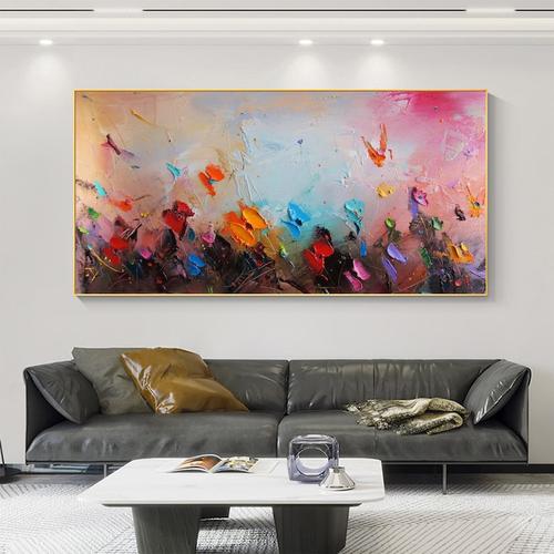 Jual Lukisan Tangan Modern Abstract Colorful Butterfly Texture Oil ...