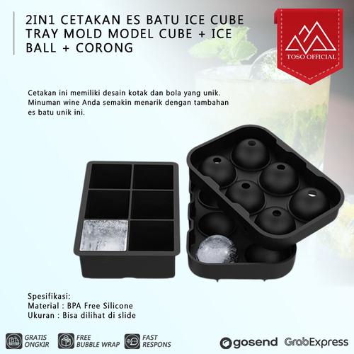 Jual 2IN1 CETAKAN ES BATU ICE CUBE TRAY MOLD MODEL CUBE + ICE BALL ...