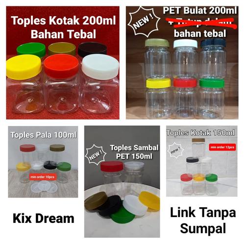 Jual TANPA SUMPAL Toples Kotak 200ml | Bulat 200ml | Sambal 150ml PET ...
