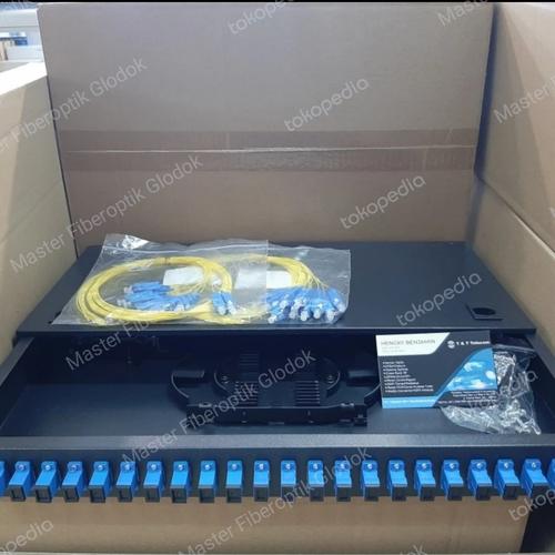 Jual OTB RACK 24 CORE HITAM LENGKAP ADAPTOR + PIGTAIL SC UPC SINGLEMODE ...