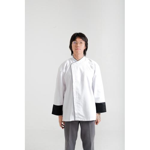 Jual Chef Jacket / Baju Koki tangan panjang, buttonless (putih hitam ...