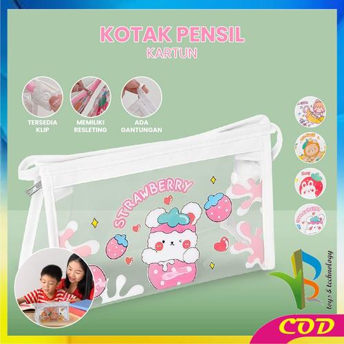 Promo RB-A60 Tempat Pensil Transparan Motif Kartun Tas Pouch Kosmetik ...