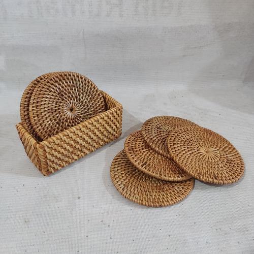 Jual Tatakan Gelas Rotan dgn Box Glass Coaster Rattan Alas Dekorasi ...