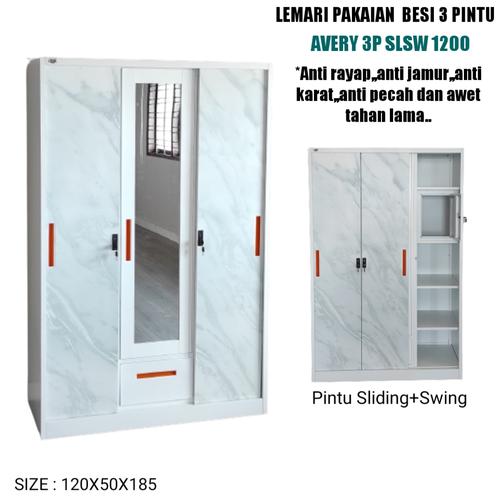 Jual Lemari Pakaian 3 Pintu Sliding+Swing Besi Type SLSW 1200 - Kota ...