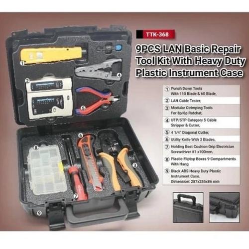 Jual GOLDTOOL TOOL KIT LAN BASIC REPAIR / LAN NETWORK TOOLKIT TTK-368 ...