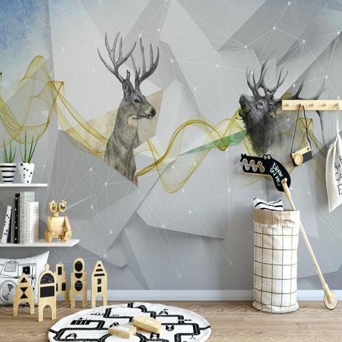 Jual Large Modern paper 3D Custom Background paper Nordic Abstract Deer ...