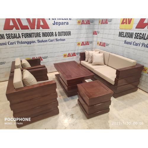 Jual kursi tamu minimalis jati box sofa, set 311 meja ,sof jati ...
