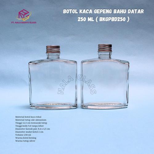 Jual BKGPBD250 botol kaca 250ml flask bottle/botol kaca gepeng/square ...