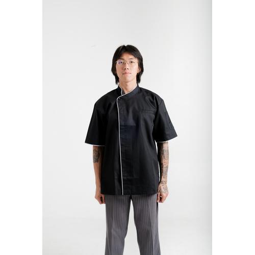 Jual Chef Jacket / Baju Koki Lengan pendek, hitam, buttonless - S ...