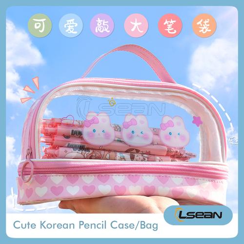 Jual Pencil Case Kapasitas Besar PVC Korean Cute Pencil Bag 2 Tingkat ...