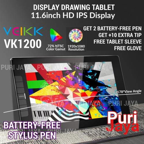 Jual VEIKK VK1200 Drawing Tablet Graphic Monitor Passive Pen - Ready ...