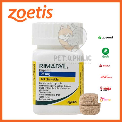 Jual Rimadyl 25 mg Carprofen - Obat Kunyah Radang Sendi Nyeri Anjing ...