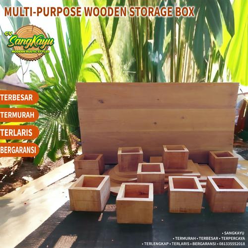 Jual Wooden square box 10x10x5cm kotak kayu kotak nampan tempat ...