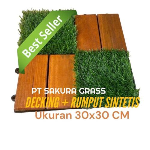 Jual GROSIR LANTAI KAYU + RUMPUT SINTETIS UKURAN 30X30 CM - DECKING ...