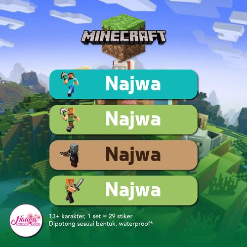 Jual STIKER LABEL PENSIL NAMA ANAK - MINECRAFT - KERTAS GLOSSY - Kota ...