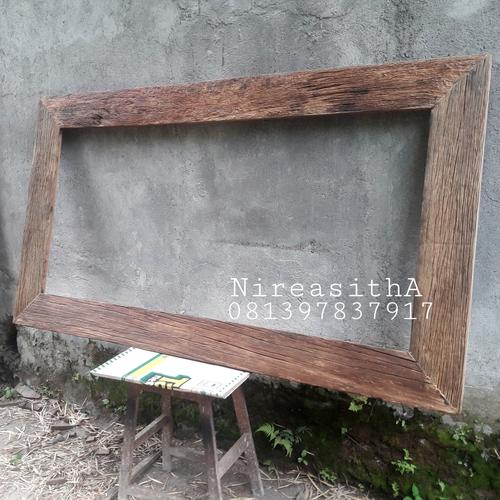 Jual Pigura Frame Lukisan Rustic Kayu Ulin Recycle Cermin Kayu Estetik ...