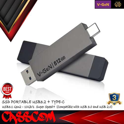 Jual V-GeN SSD Portable Platinum 512GB USB 3.2 Type-C External Vgen 512 ...