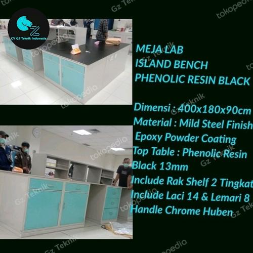 Jual meja laboratorium kimia phenolic resin hitam island bench ...