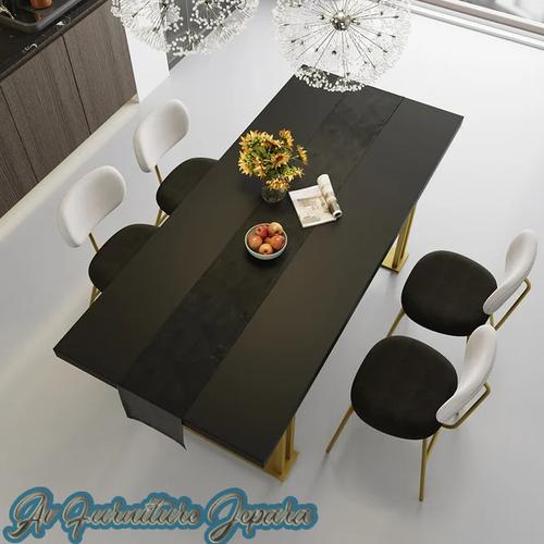Jual Dining Table Set Modern Minimalis - Meja Makan Besi Top Kayu Solid ...