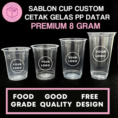 Jual Sablon Gelas Plastik PP Cup DATAR (Cetak Logo Custom) - 12 ...