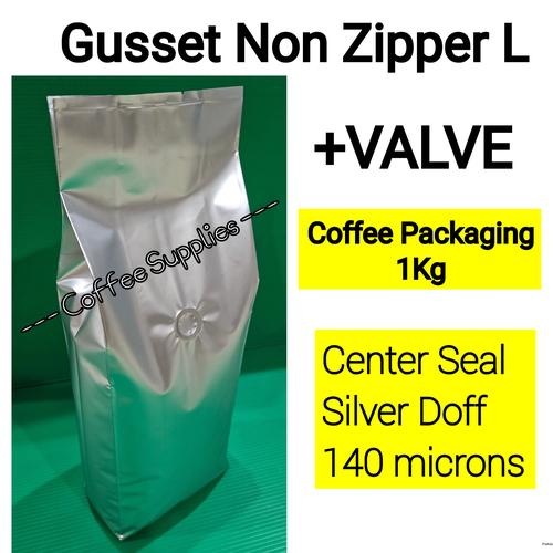 Jual Gusset Non Zipper Silver Doff L VALVE coffee packaging 1kg kemasan ...