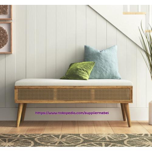Jual Bench Stool Sofa Kayu Jati Kombinasi Rotan Bench Natural rattan ...