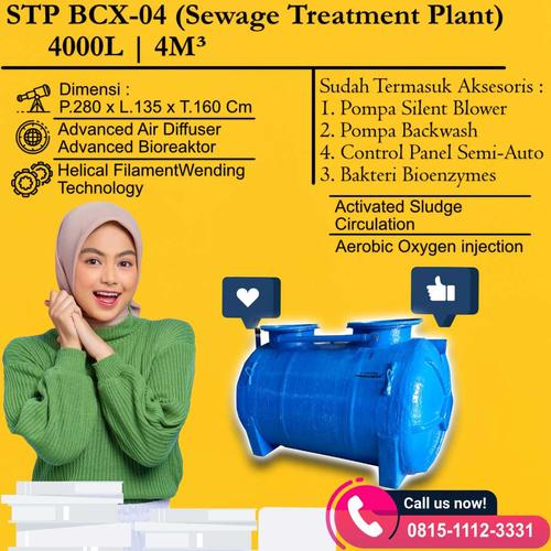 Jual TANGKI IPAL TIPE HORIZONTAL SILINDER 4000 LITER 4M3 / BIOTECH ...