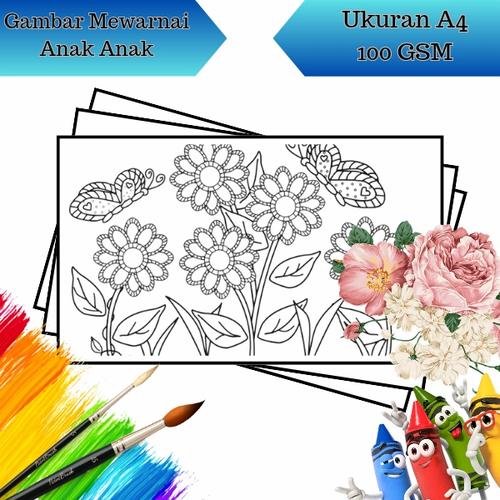Jual Mewarnai Gambar Bunga | Flowers Coloring Pages - apel 1 - Kab ...