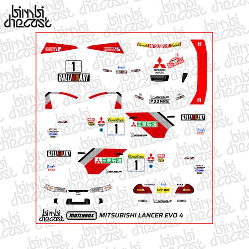 Jual Decal Matchbox Mitsubishi Lancer Evo 4 Ralli Art Transparan ...