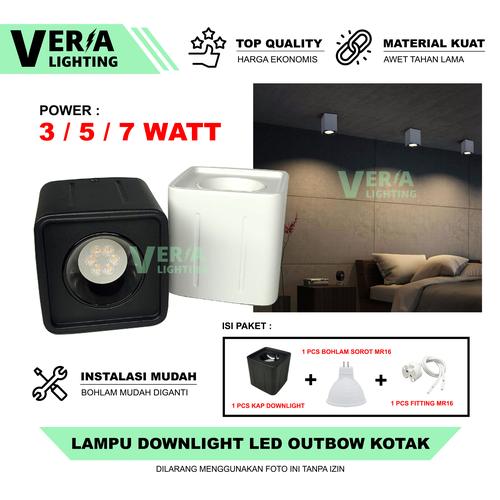 Jual Lampu Sorot LED 3W 5W 7W Downlight Outbow 3/5/7 Watt Spotlight - Kotak Hitam, 3W Natural ...