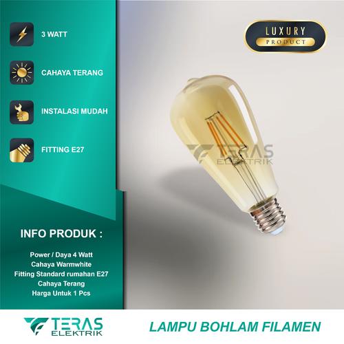 Jual Lampu Filamen LED 4 Watt Bohlam Cafe Cahaya Kuning 3000K - Kota ...