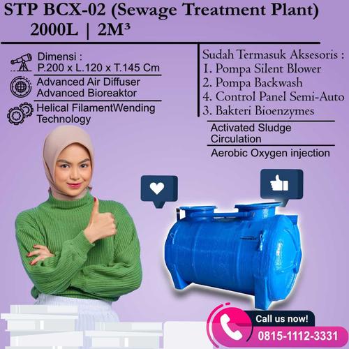 Jual TANGKI IPAL TIPE HORIZONTAL SILINDER 2.000 LITER 2M3 / BIOFIL ...