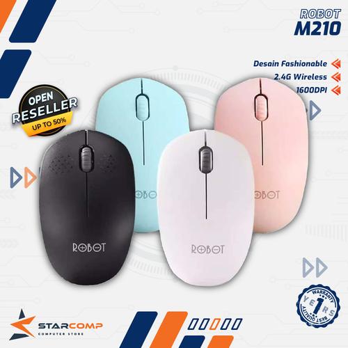 Jual Mouse Wireless Robot M210 2.4G Optical Mouse Original - Putih ...