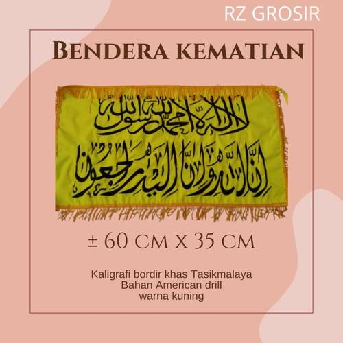 Jual Bendera Untuk Simbol Kematian Kaligrafi Dibordir Warna Kuning ...