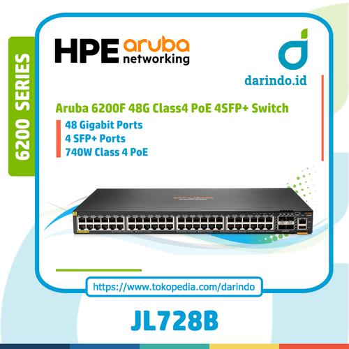 Jual Aruba 6200F 48G Class4 PoE 4SFP+ 740W Switch [JL728B] - Jakarta ...