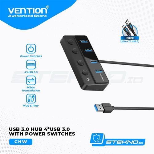 Jual Vention USB Hub 2.0 3.0 With Power Switch Led And Usb C Power ...