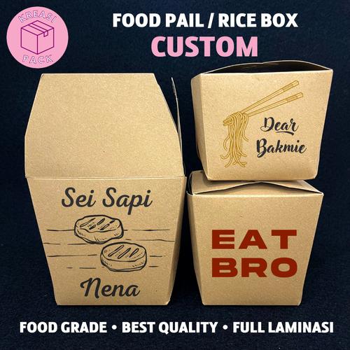 Jual Foodpail Rice Box Custom Cetak Logo (Custom Design) - M 8x6,5x8cm ...